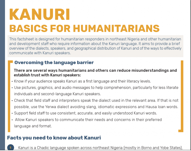 Kanuri Factsheet - TWB Resources Library